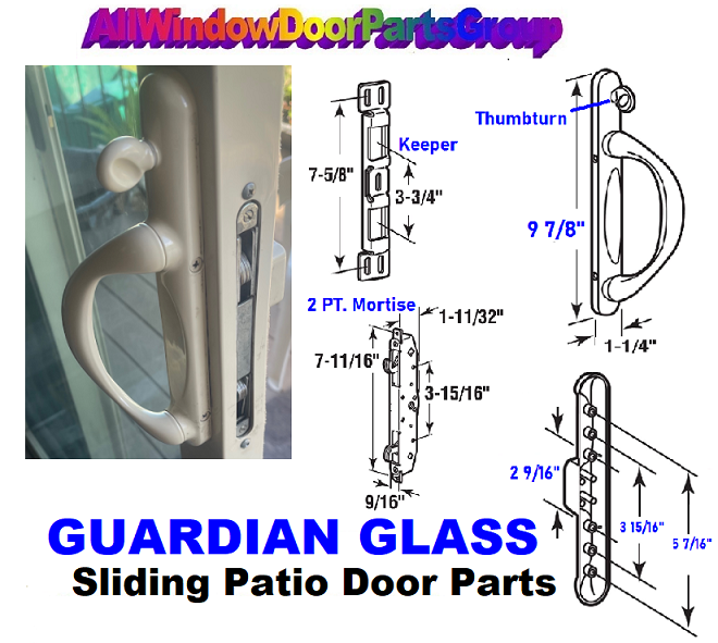 Guardian Sliding Glass Door White Handle Set | Top Thumb Turn Lock ...